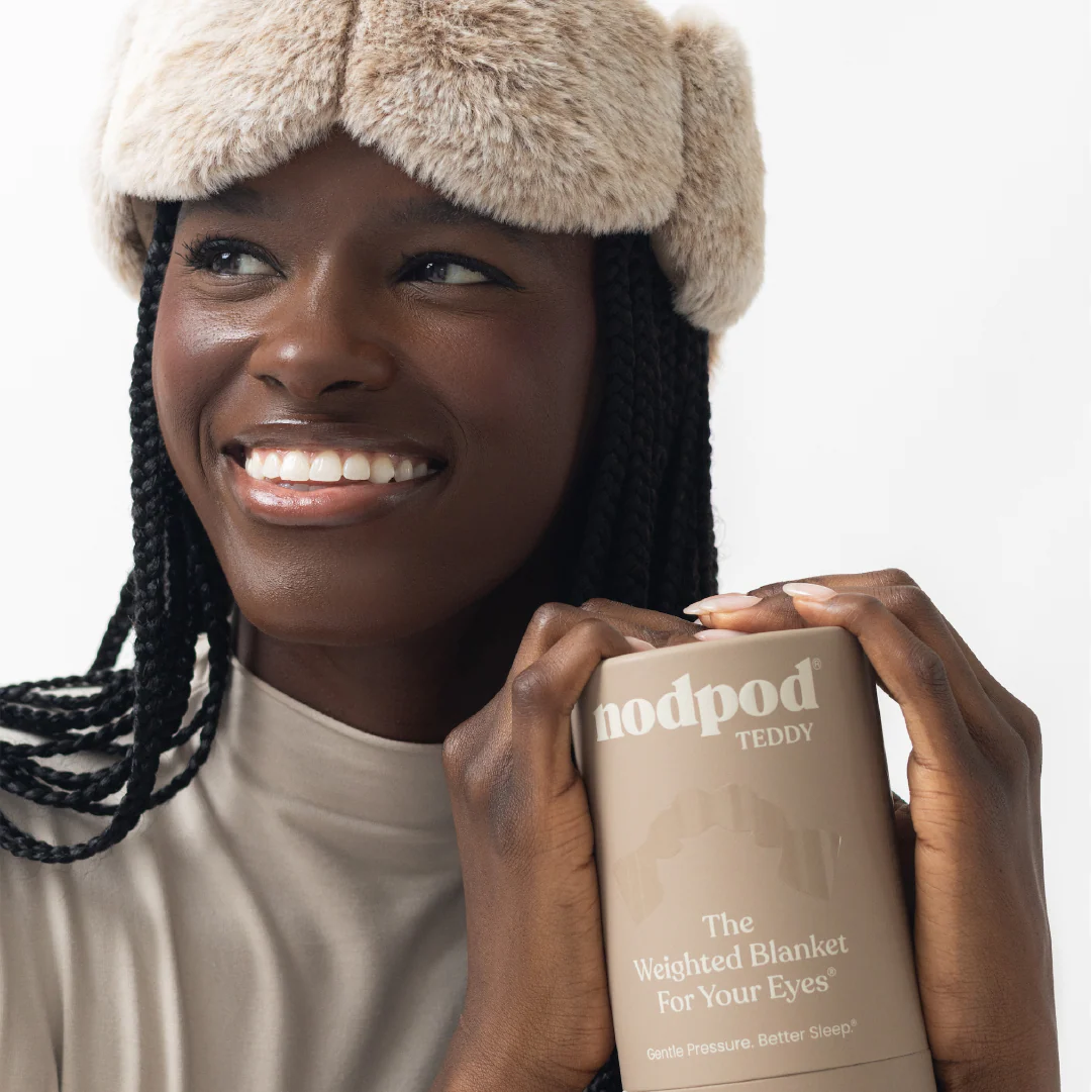 nodpod - Teddy Creme Teddy Brown Weighted Sleep Mask - Eye Mask ...